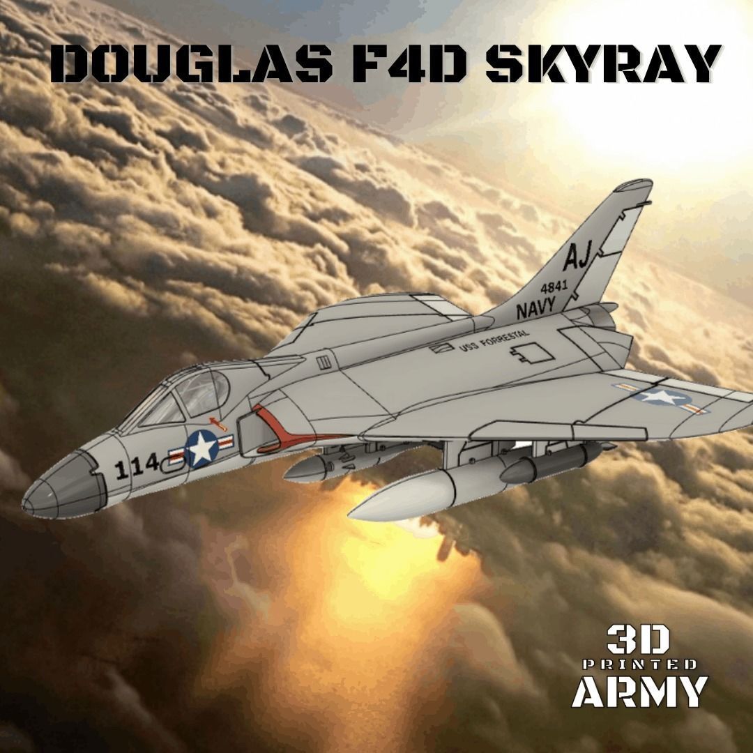 DOUGLAS F4D SKYRAY- 3D printed scale model - STL files 3D model 3D ...