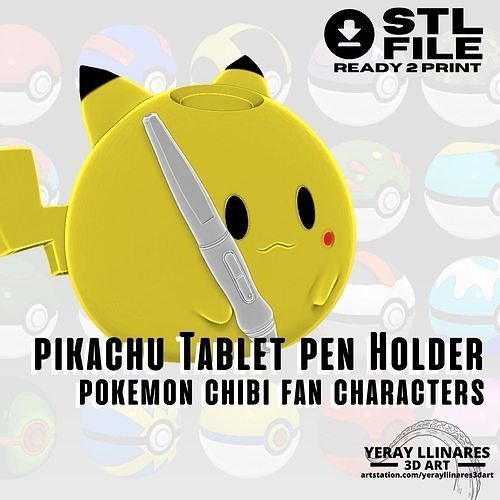 PIKACHU TABLET PENCIL HOLDER 3D model 3D printable | CGTrader