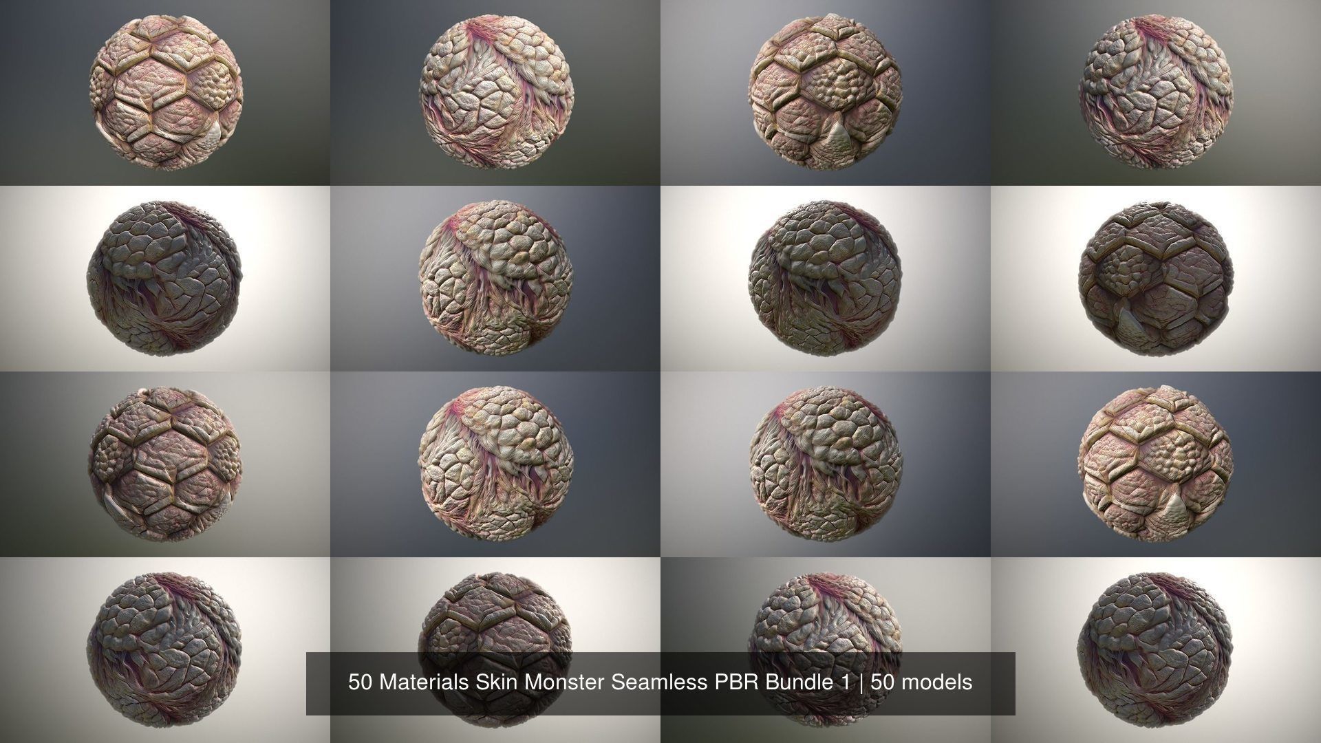 50 Materials Skin Monster Seamless PBR Bundle 1 3D Model Collection ...