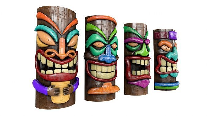 3D model Tiki Face Pack VR / AR / low-poly | CGTrader