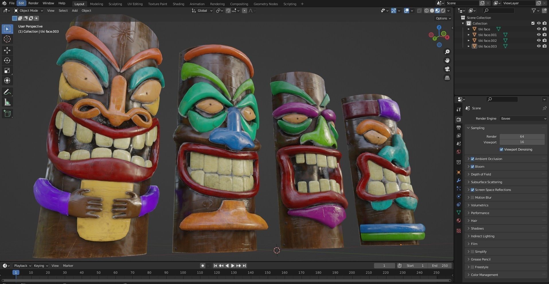 3D model Tiki Face Pack VR / AR / low-poly | CGTrader