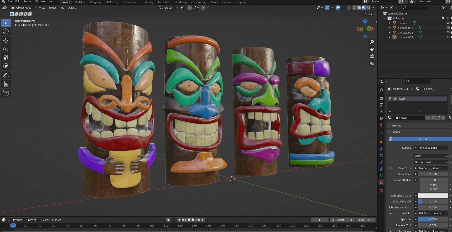 3D model Tiki Face Pack VR / AR / low-poly | CGTrader