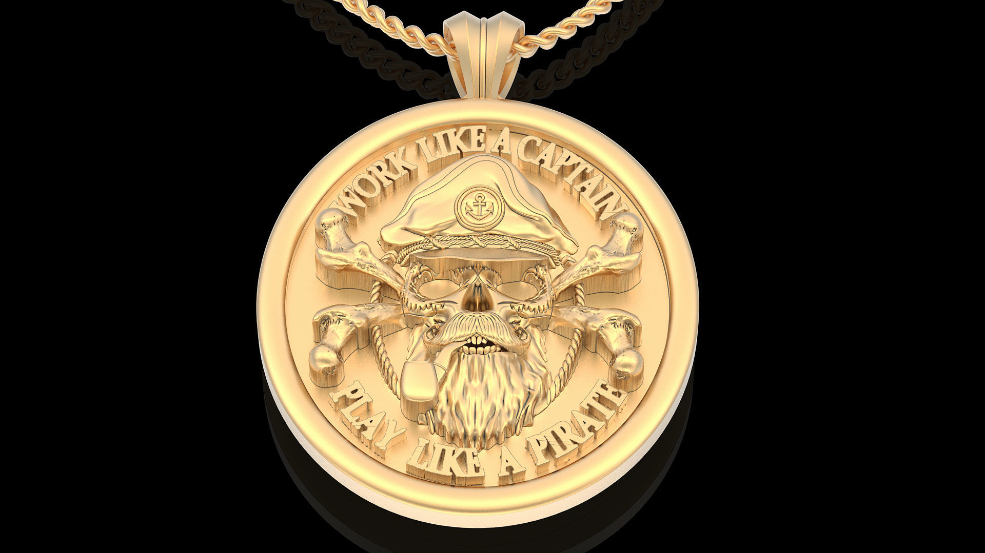 Captain pirate pendant silver gold printable jewelry 3D model 3D model ...