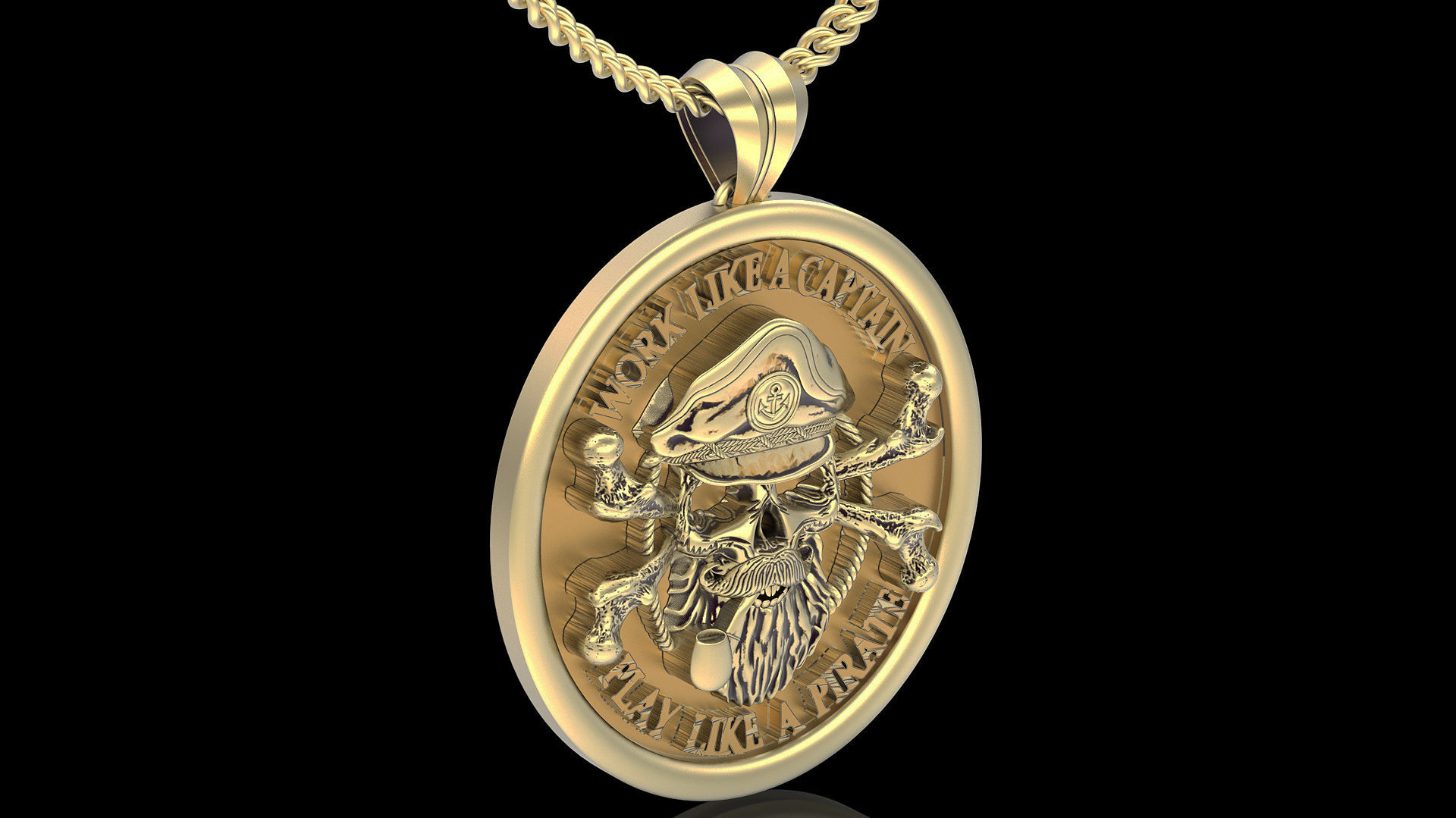 Captain pirate pendant silver gold printable jewelry 3D model 3D model ...