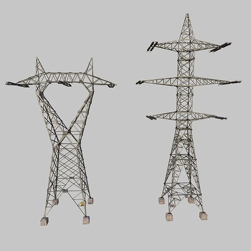 3D model High Voltage Transmission Lines 300KV and 500KV VR / AR / low ...