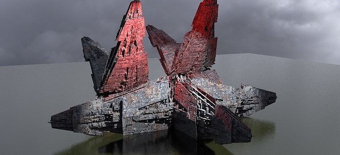 Sci-Fi City dystopia Mega city colony Pyramid Ship Kit bash 3D model ...