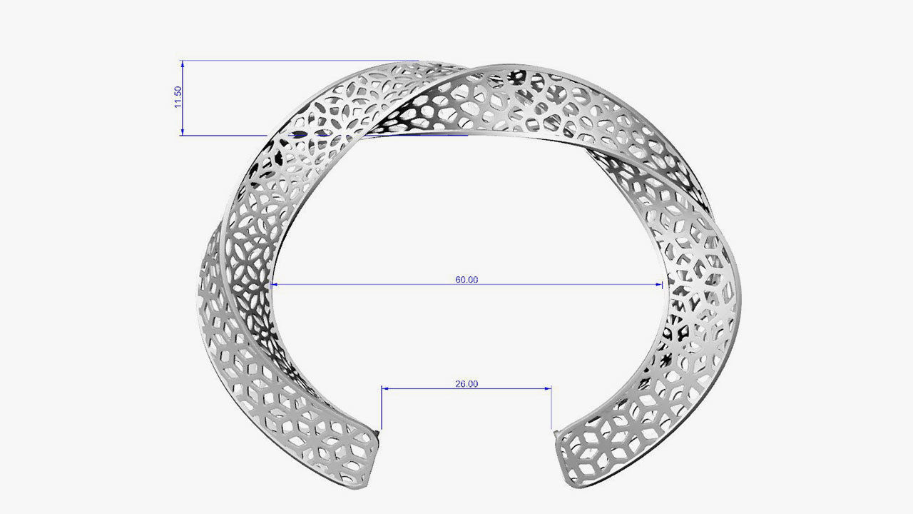 Modern cuff bracelet 3D model 3D printable | CGTrader