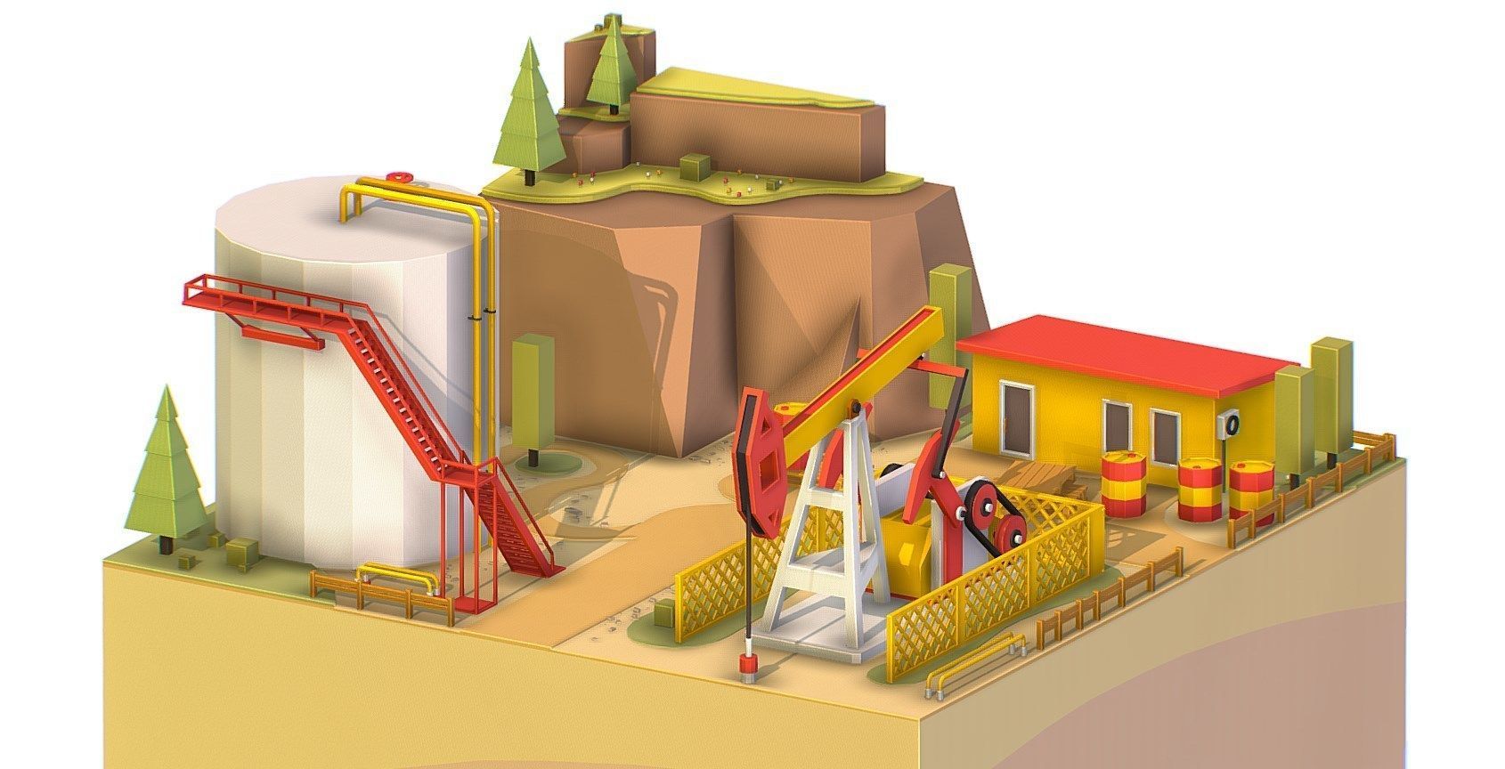 3D model isometric oil field extracting crude VR / AR / low-poly | CGTrader