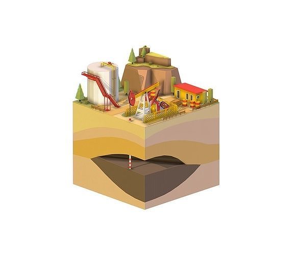 3D model isometric oil field extracting crude VR / AR / low-poly | CGTrader
