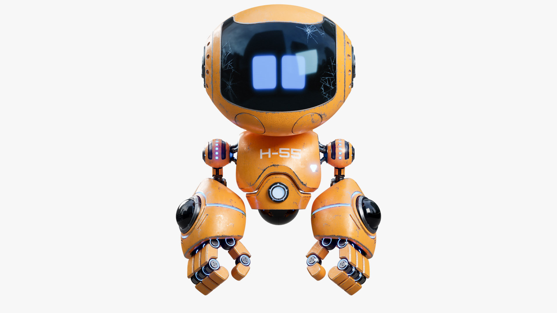 Cute Robot H-55 Yellow 3D model rigged | CGTrader