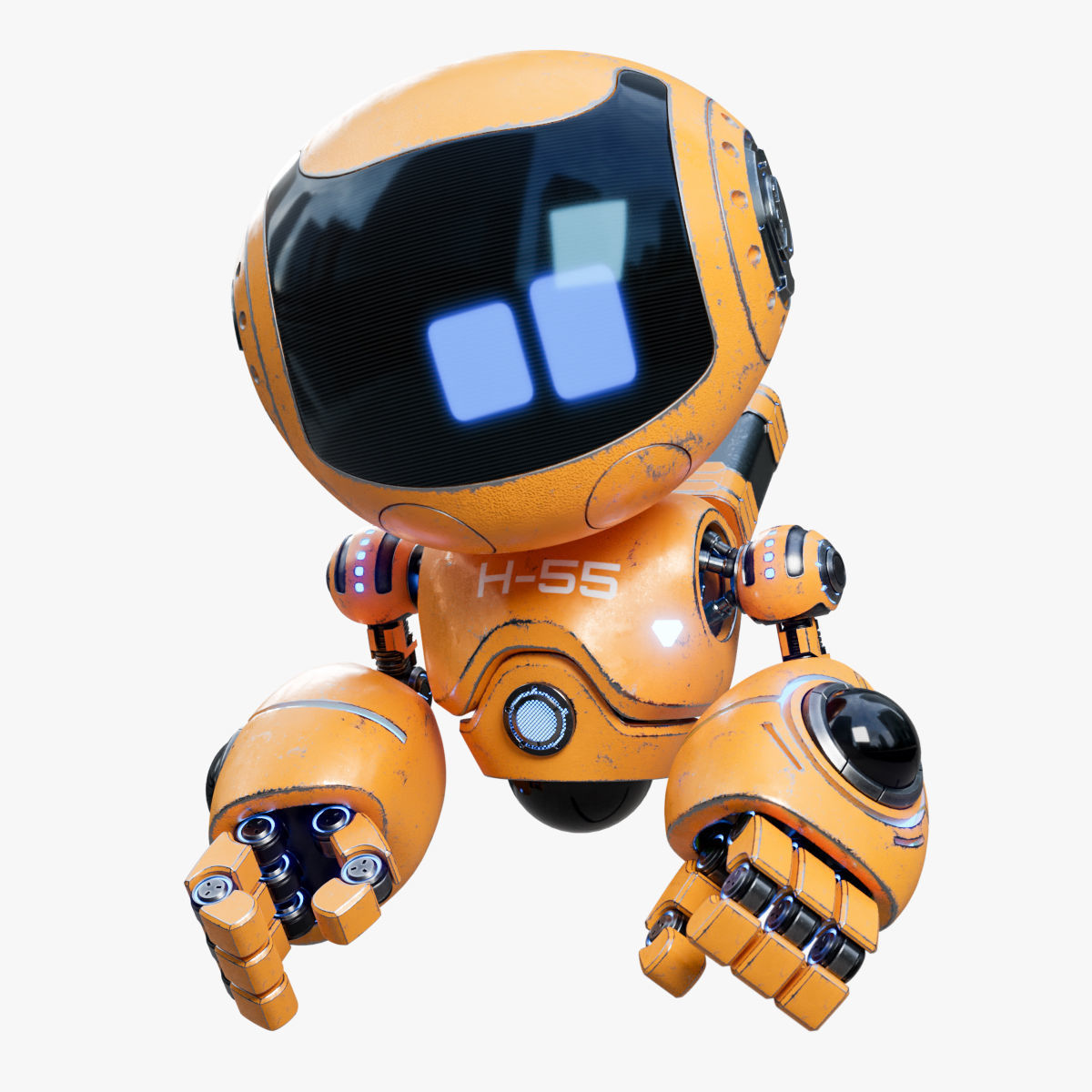 Cute Robot H-55 Yellow 3D model rigged | CGTrader