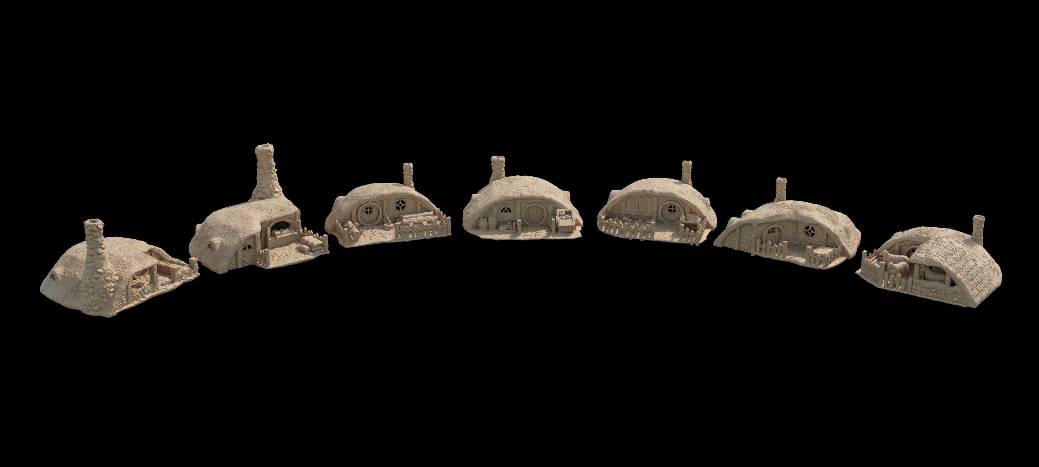 Hobbit Burrows Tabletop Terrain 28 MM 3D model 3D printable | CGTrader