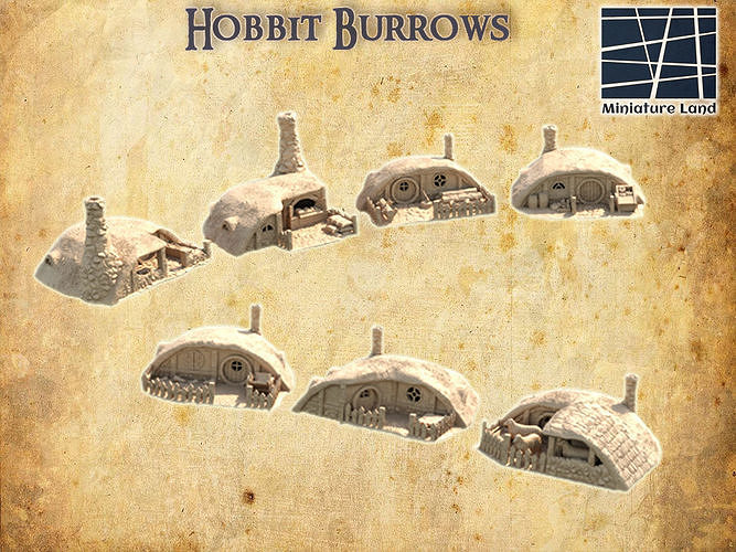 Hobbit Burrows Tabletop Terrain 28 MM 3D model 3D printable | CGTrader