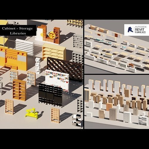 3D model Parametric Revit Families Collection - Cabinets storage VR ...