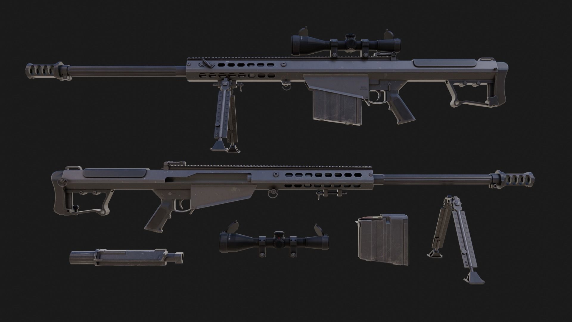 3D model The ultimate M107 Sniper Game-ready Model 2K PBR Texture VR ...