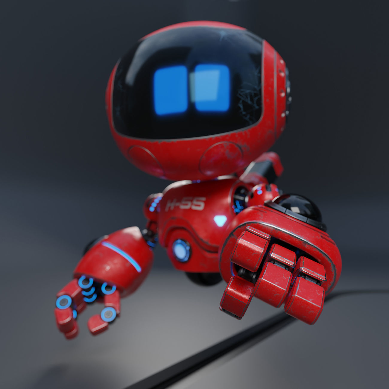 Cute Robot H-55 Red 3D model rigged | CGTrader