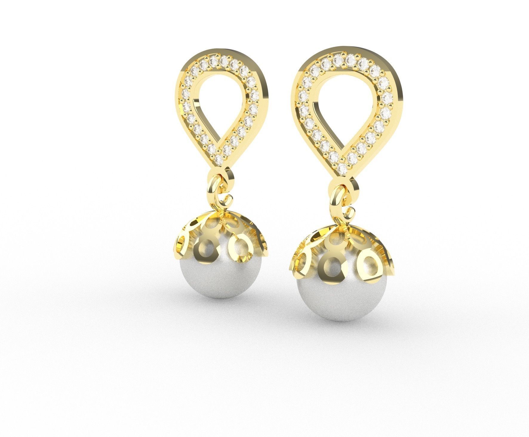 Earring Infinity Pearl and Diamonds 3D model 3D printable | CGTrader