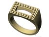 Diamond open rectangular top ring US sizes 6to9 3D model 3D printable ...