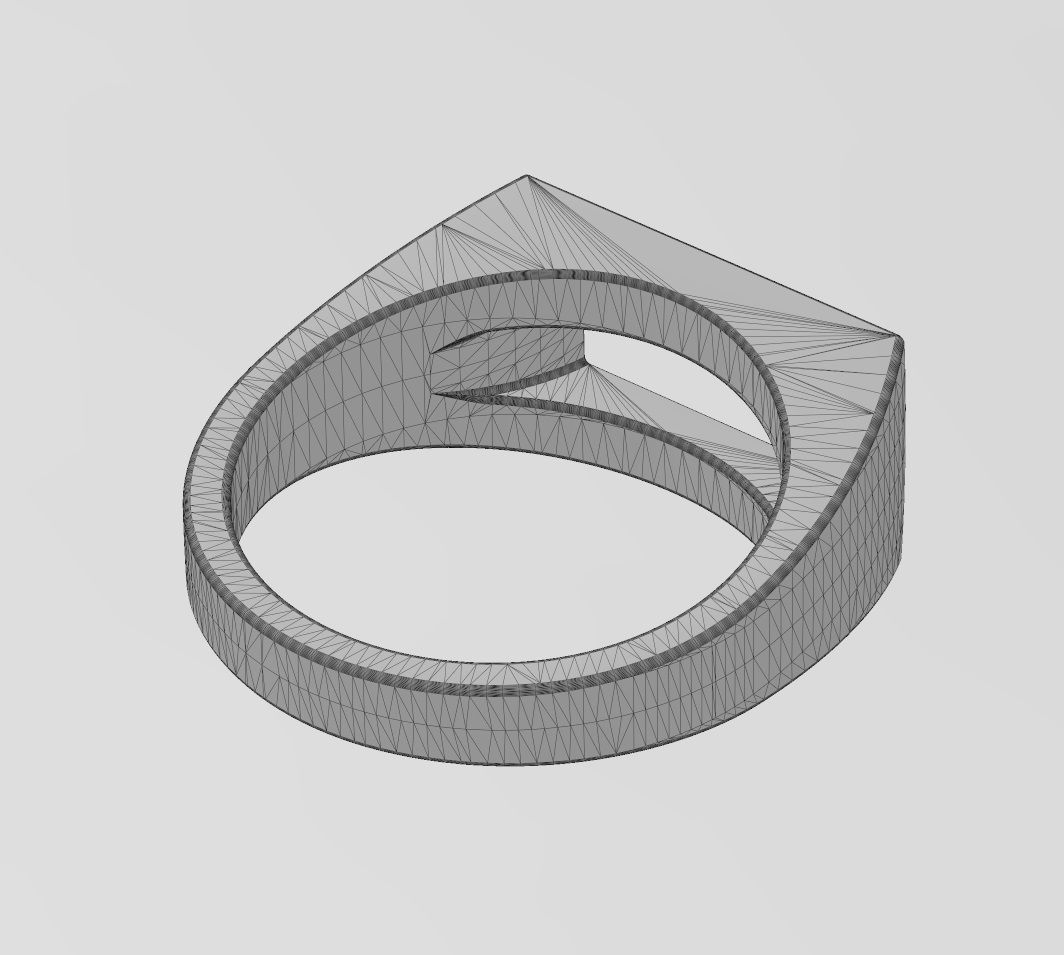 Diamond open rectangular top ring US sizes 6to9 3D model 3D printable ...