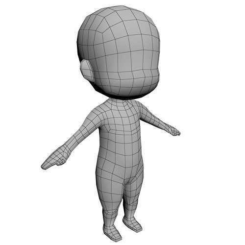3D model unwrapped low-poly character base mesh VR / AR / low-poly ...
