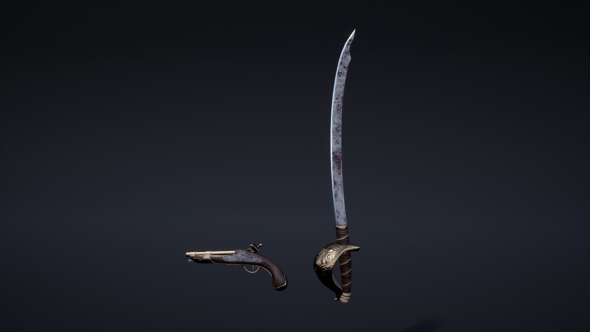 Pirate sword and grenade free VR / AR / low-poly 3D model rigged | CGTrader