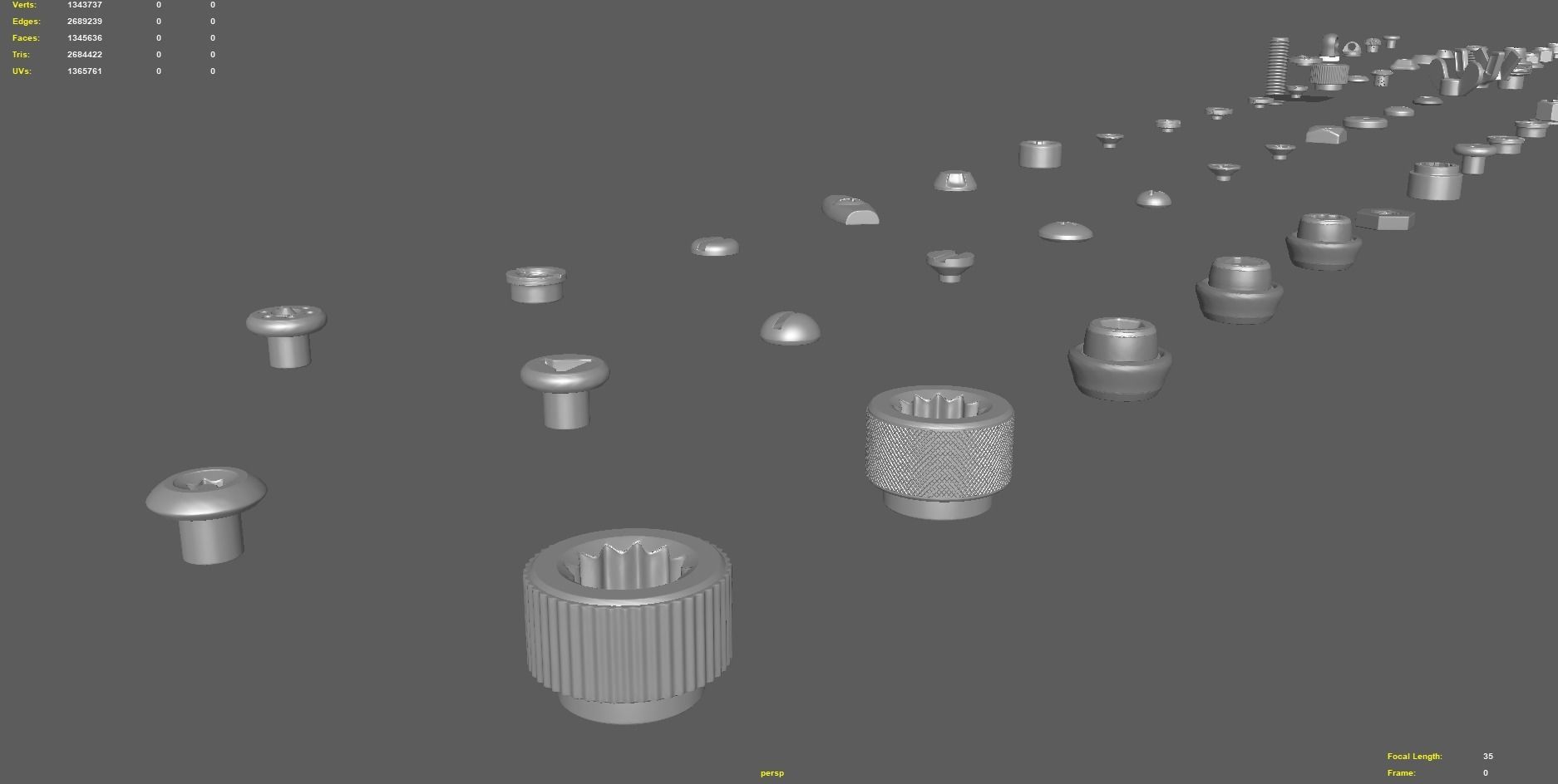 Screws and nuts Hardware mechanical parts 3D model | CGTrader