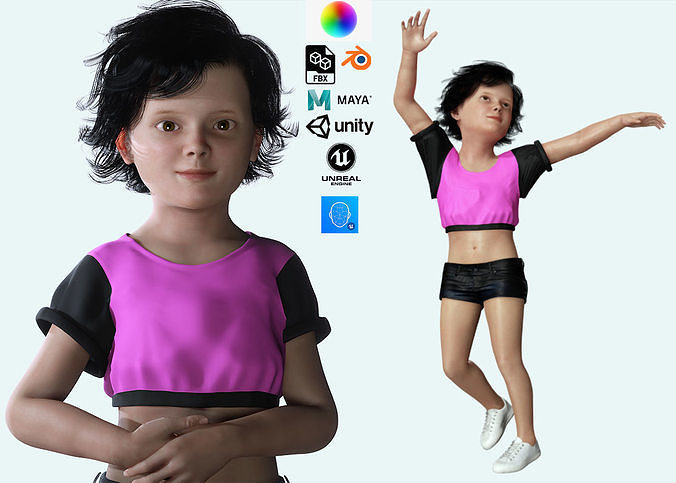 3D model Realistic Girl child VR / AR / low-poly | CGTrader