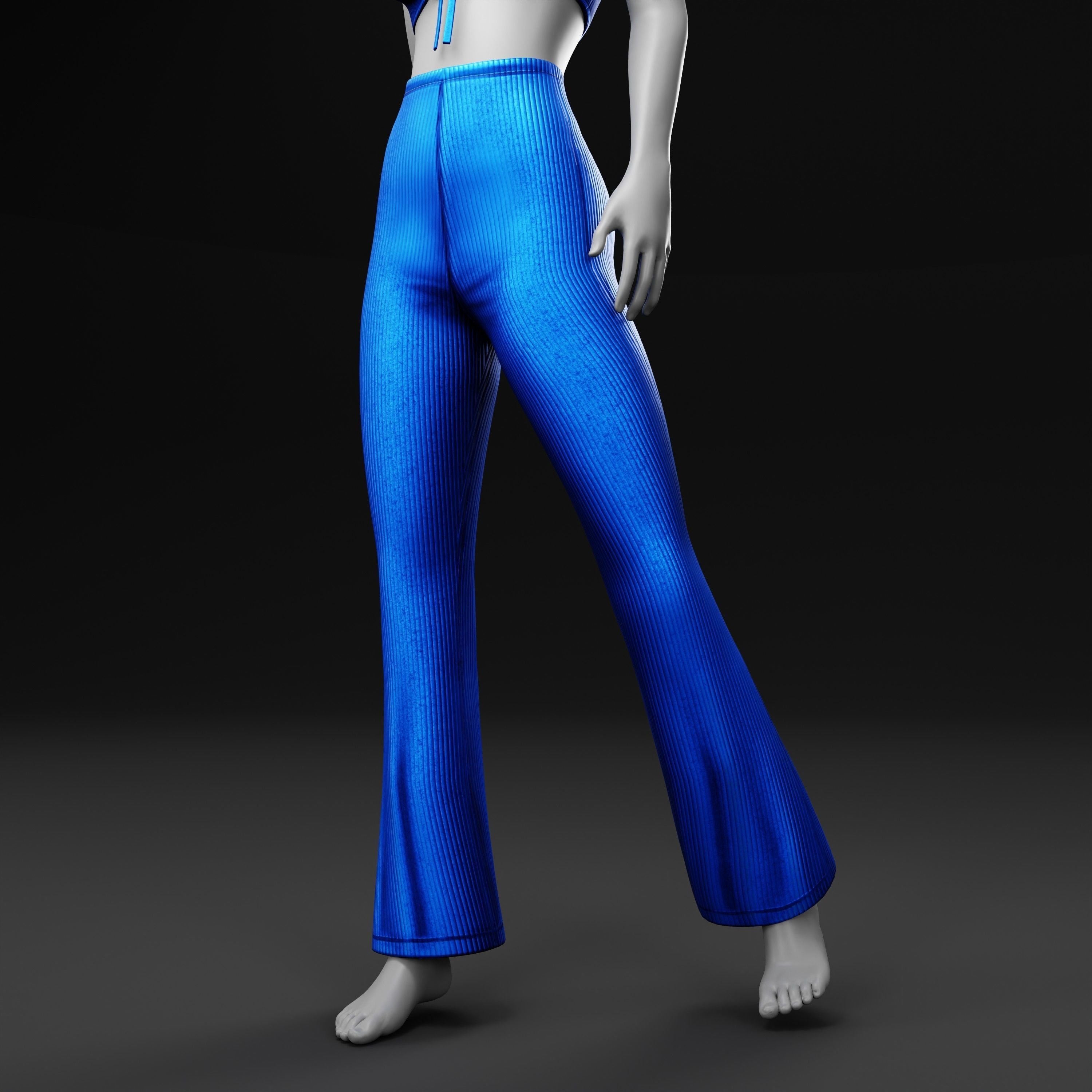 3D model Second Life Clothes Set - Flare Pants and Top - 3D Assets VR ...