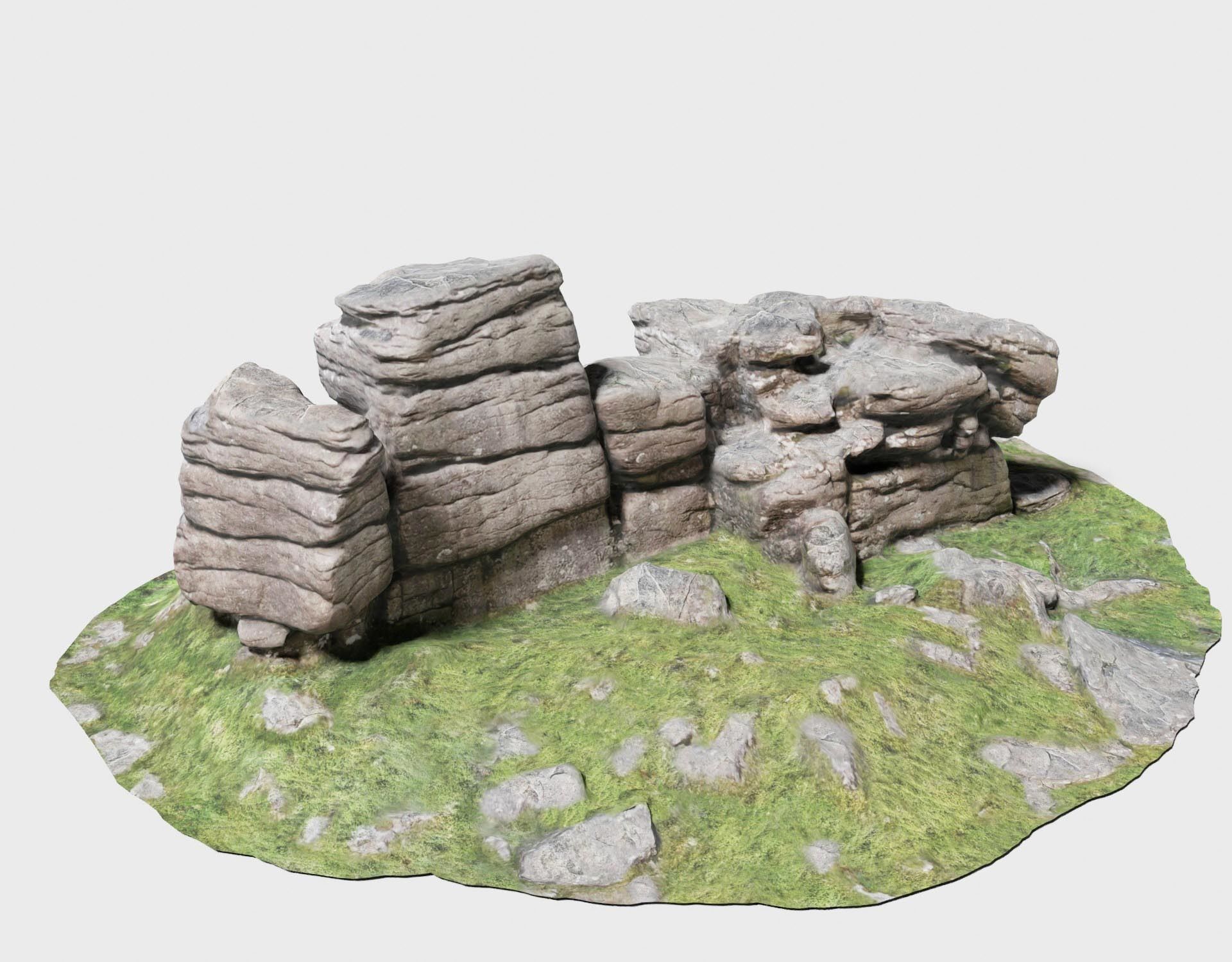 3D model A Rock Formation - Dartmoor Stone Photo-Scan Model - Low-Poly ...