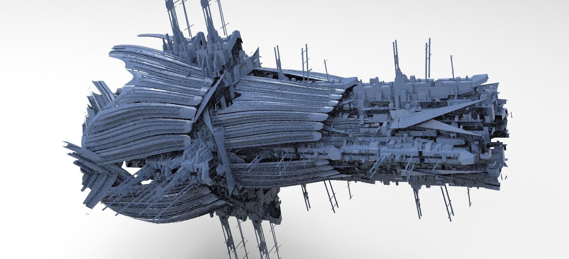 Sci-fi Blue Energy ship 3D model | CGTrader