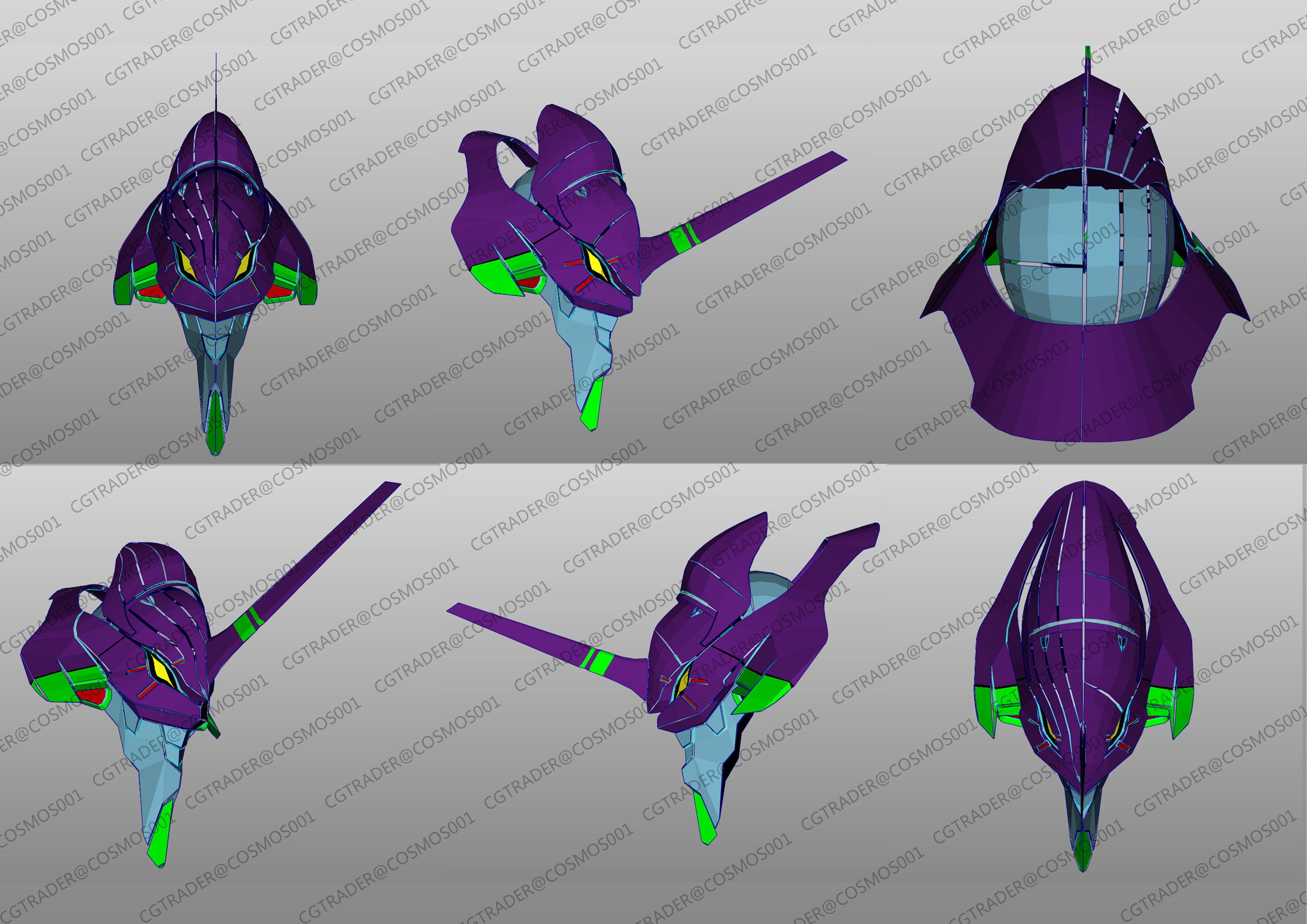 3D model Eva 01 Head paper papekura VR / AR / low-poly | CGTrader