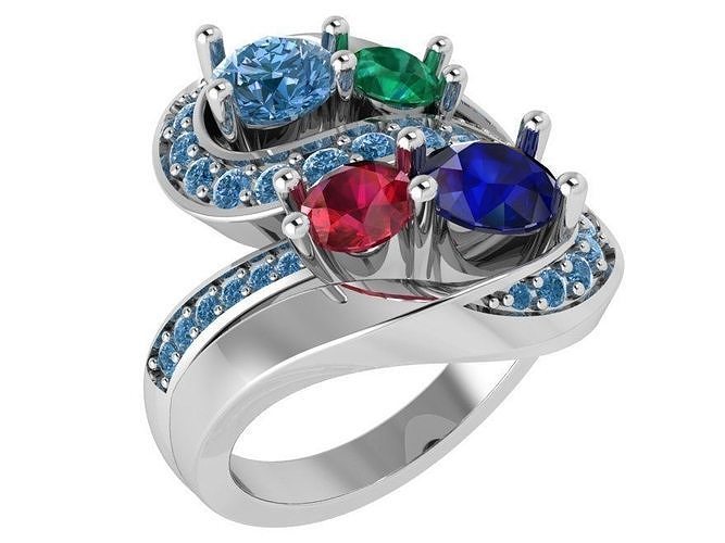 Colorful diamond textured ring 3390 3D print model 3D model 3D ...