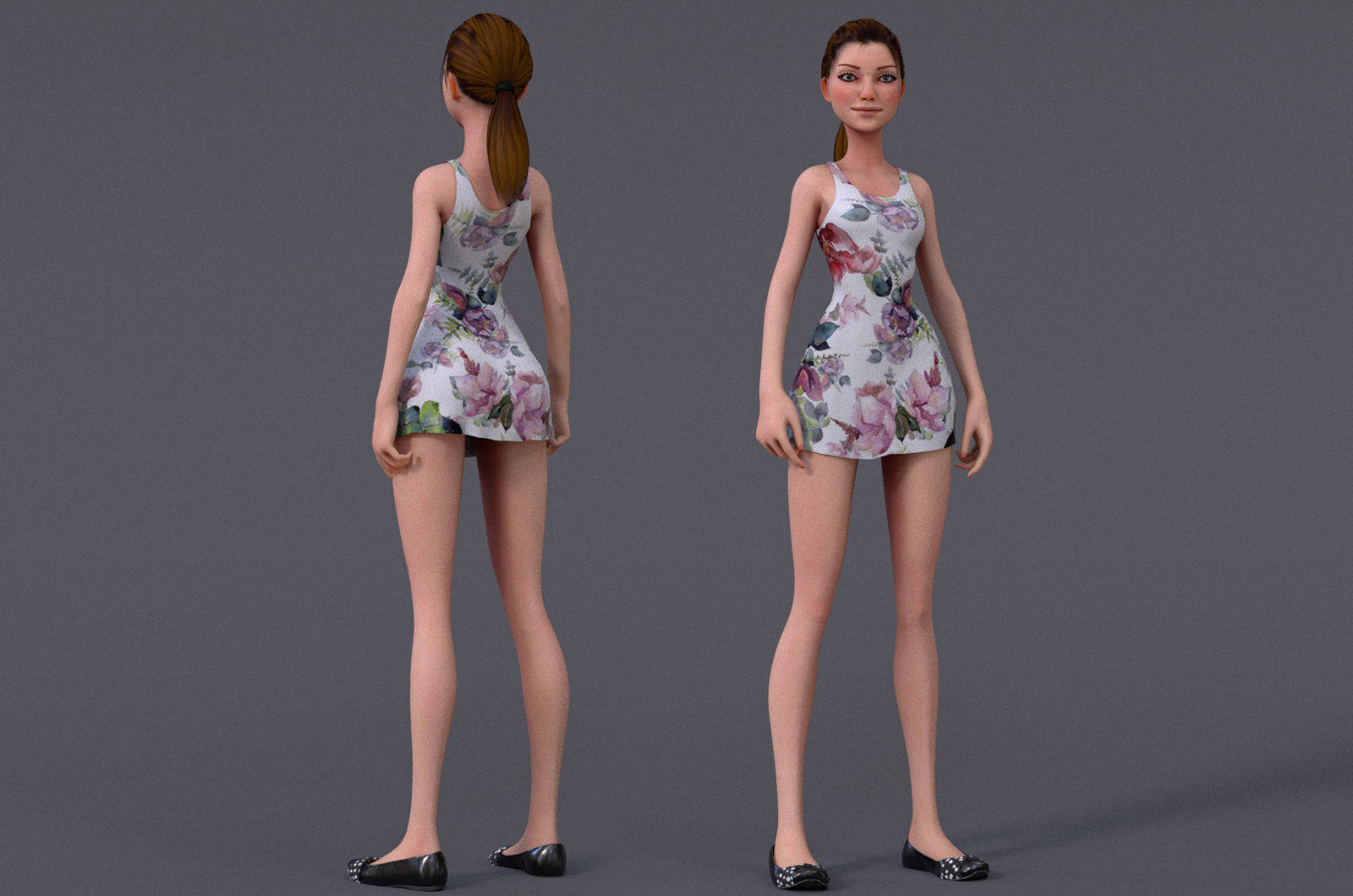 3D model Kristen Cartoon Girl Rig V1 VR / AR / low-poly | CGTrader