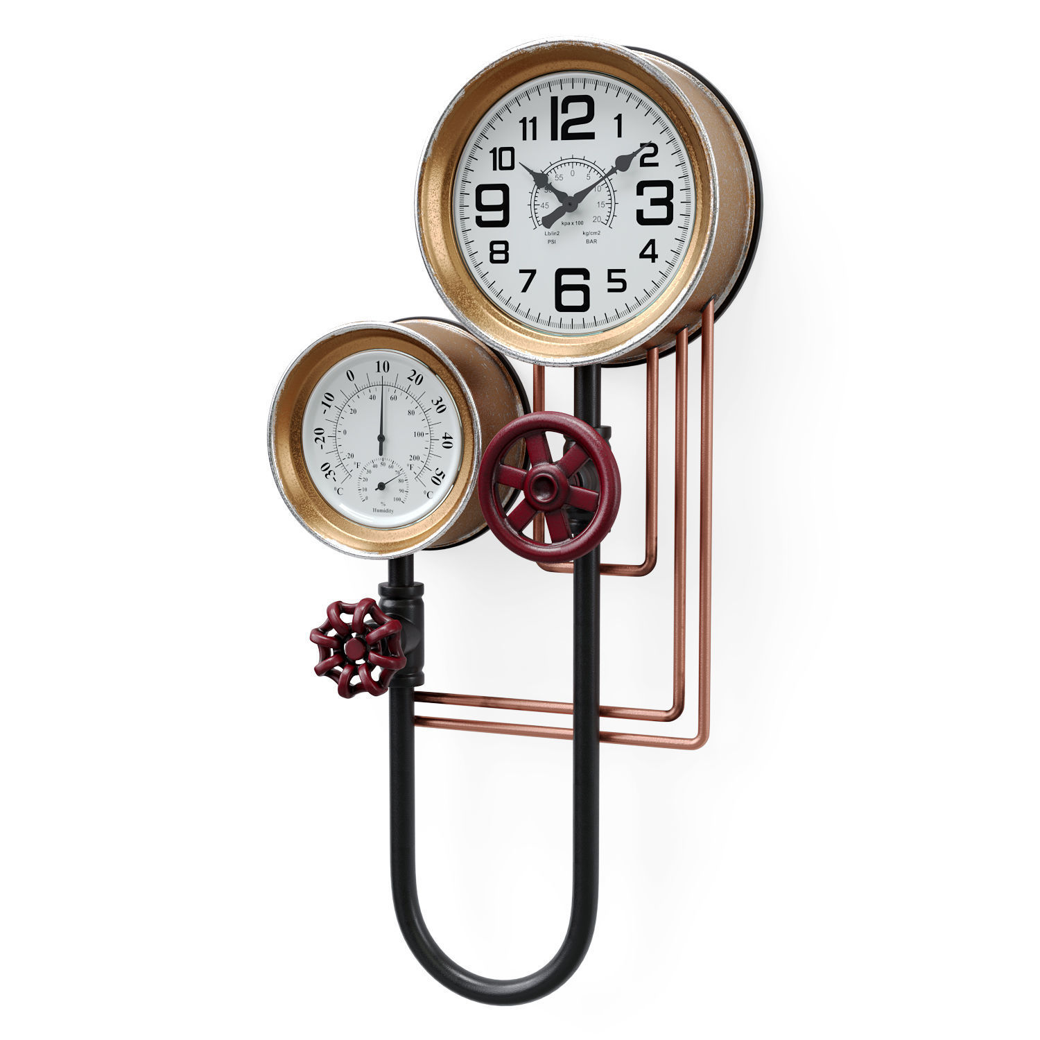 Industrial Pipe Wall Clock 3D model | CGTrader