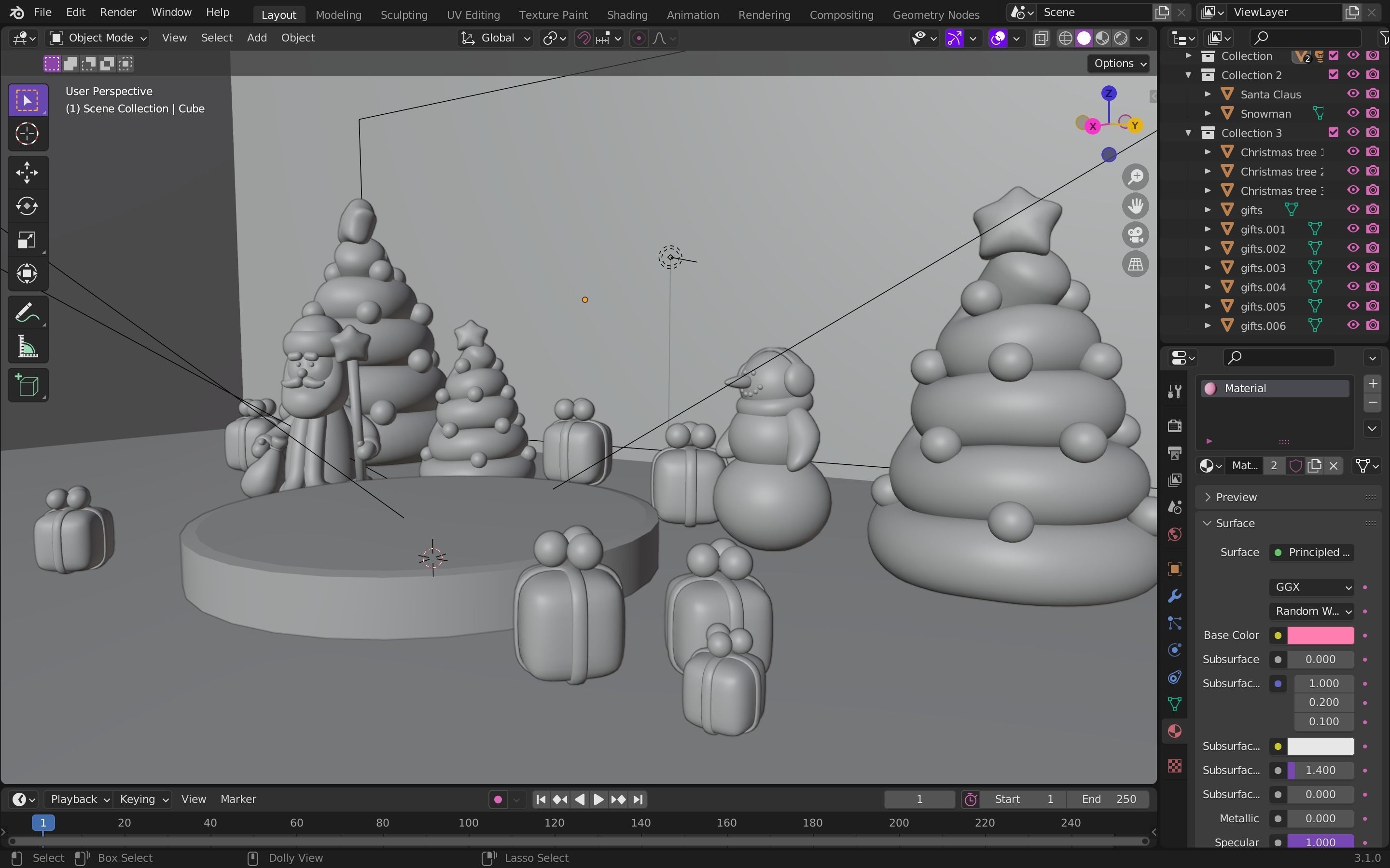 Modular Simple Christmas Scene Low-poly 3D model 3D model | CGTrader