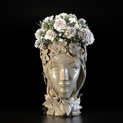 Face Vase decoration 6 3D model | CGTrader