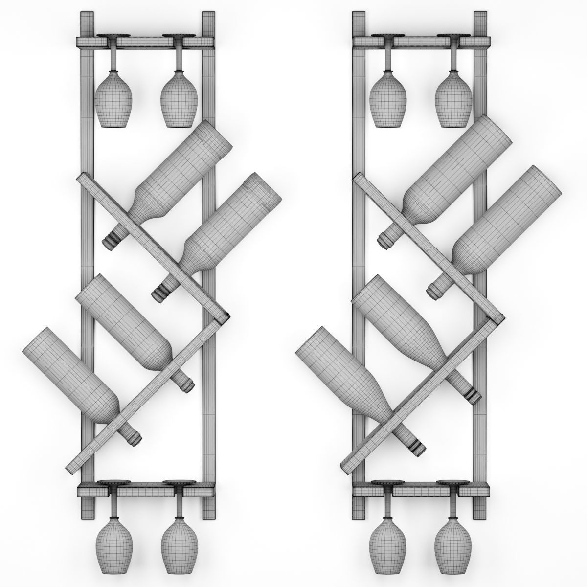 Modern Wall Mounted Wood Wine Rack 3D model | CGTrader