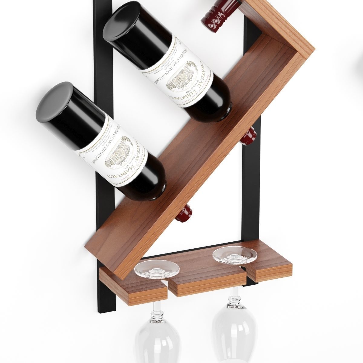Modern Wall Mounted Wood Wine Rack 3D model | CGTrader