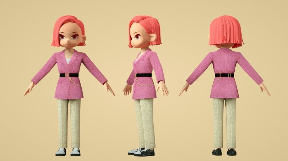 cartoon female general manager character 3D model | CGTrader