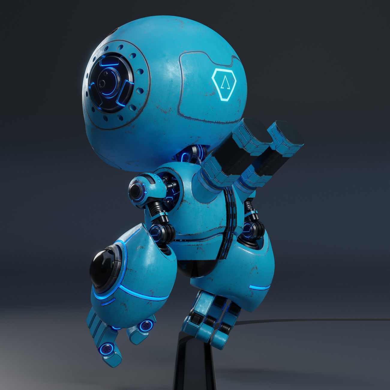 Cute Robot H-55 Blue 3D model rigged | CGTrader
