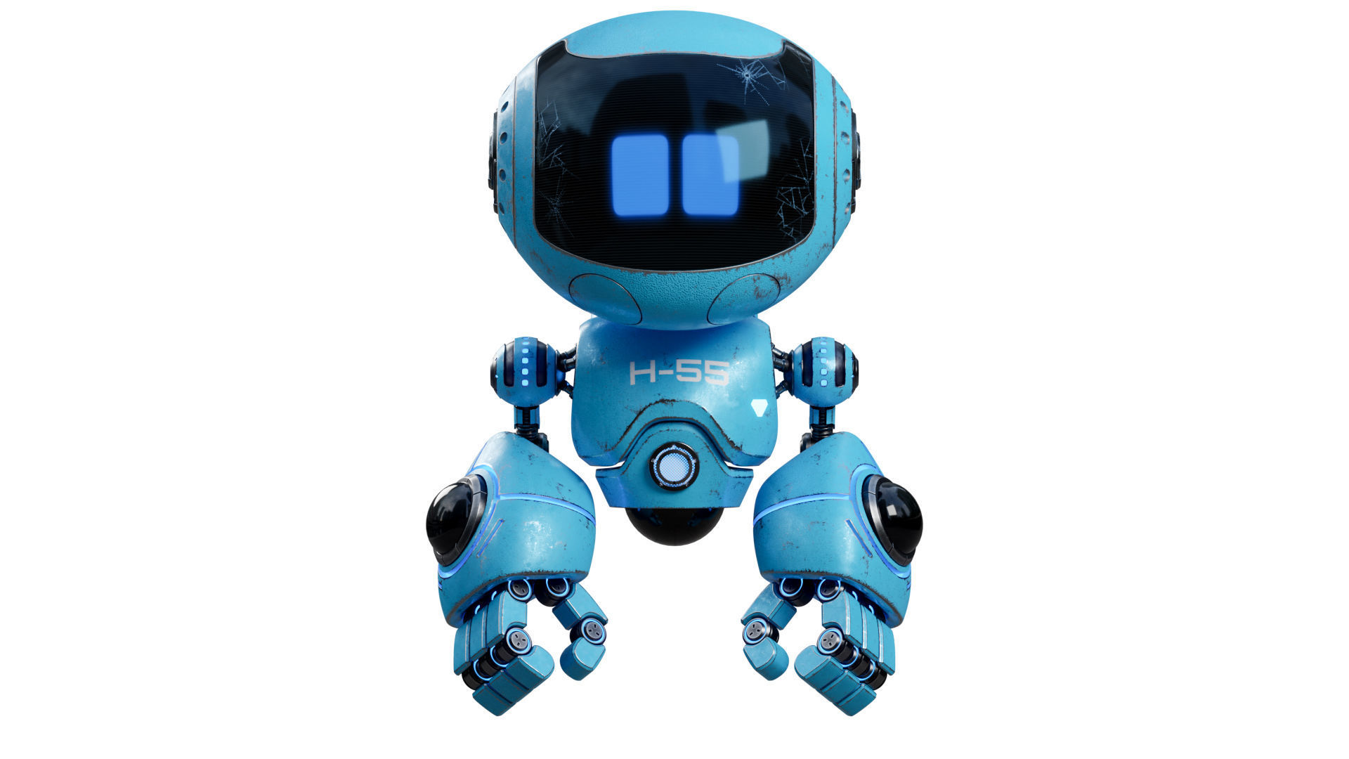 Cute Robot H-55 Blue 3D model rigged | CGTrader