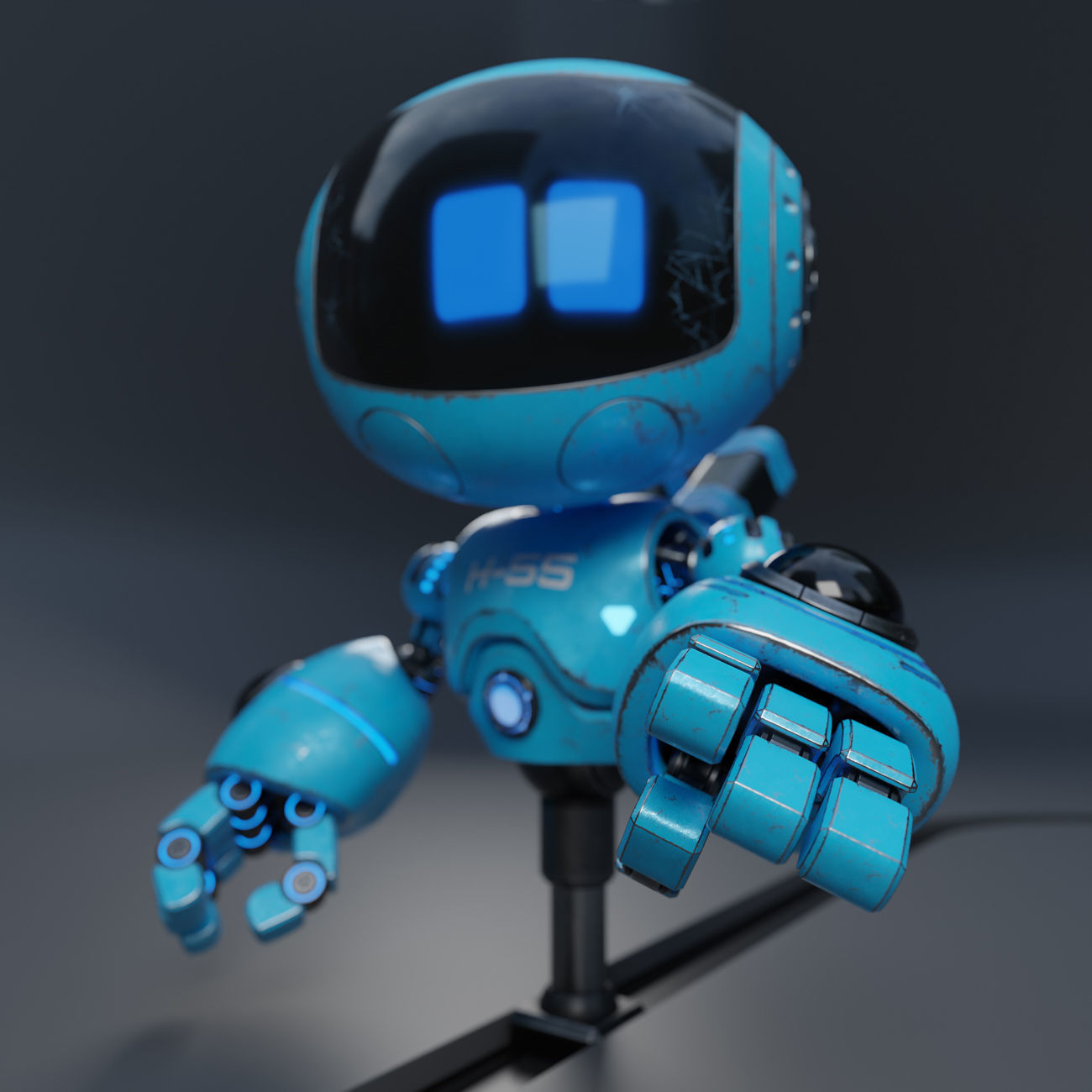 Cute Robot H-55 Blue 3D model rigged | CGTrader