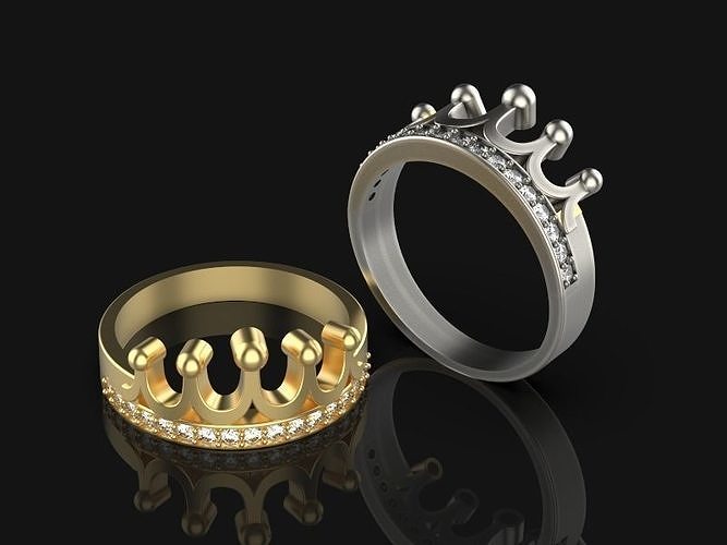 crown ring Silver Gold 3d model Print 3D model 3D printable | CGTrader
