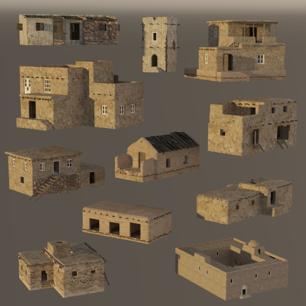 3D model Afghanistan Middle East Village Town Houses VR / AR / low-poly ...
