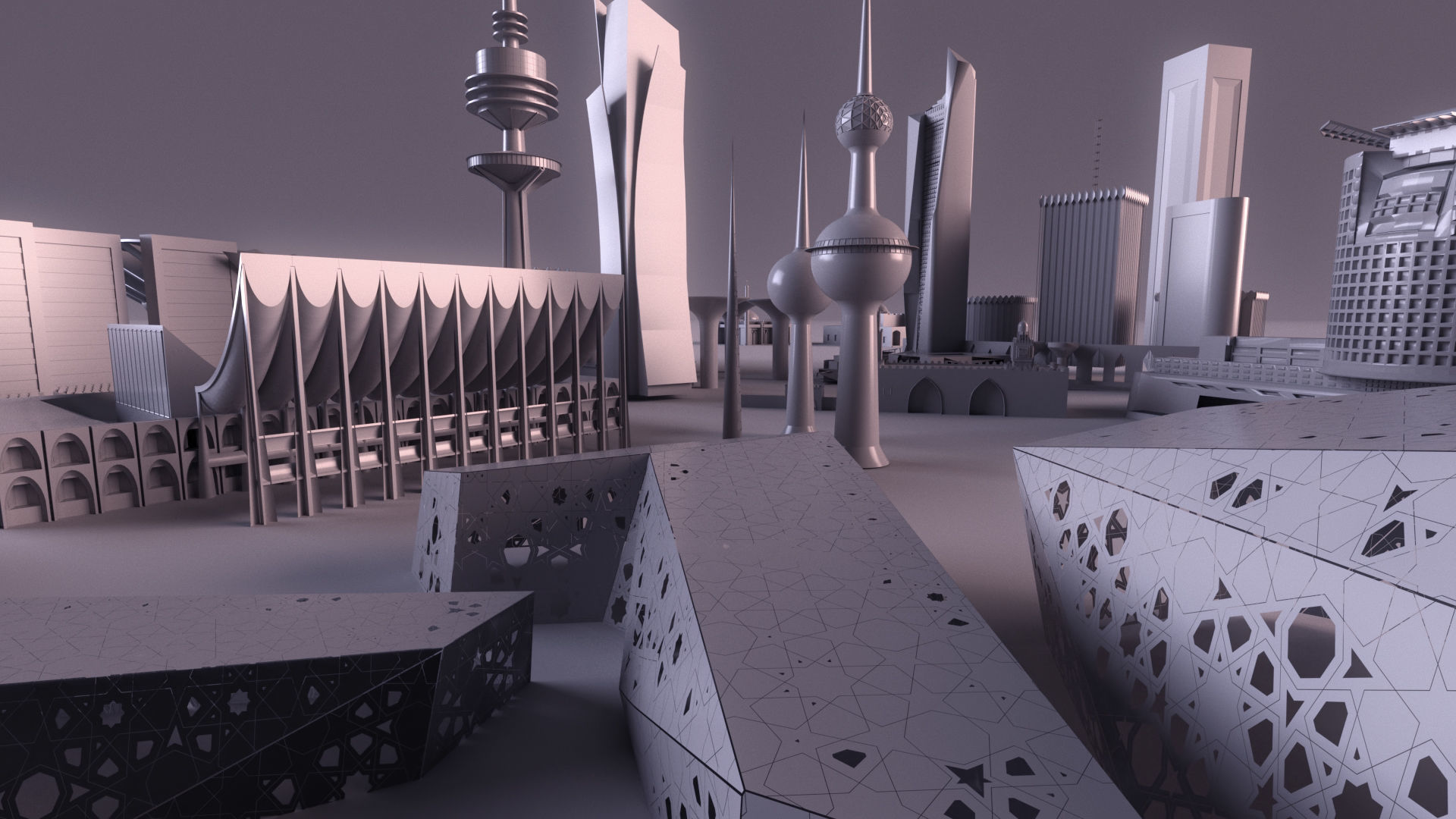 Kuwait Landmarks Cityscape Skyline 3D model | CGTrader