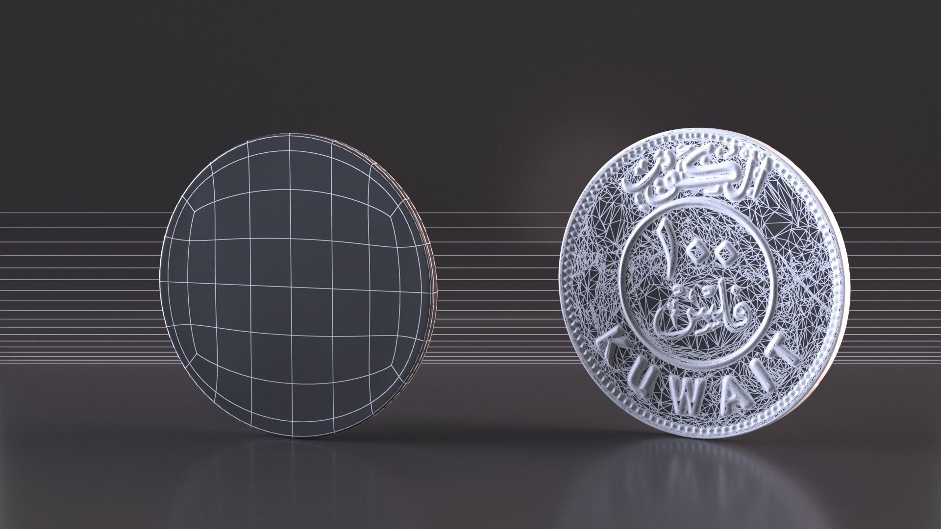 Kuwait 100 fils coin 3D model | CGTrader
