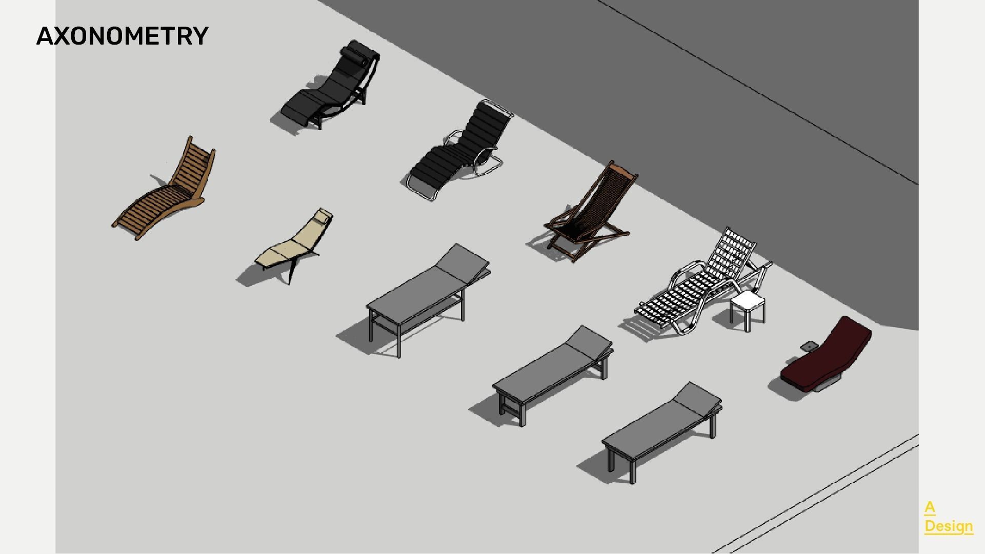 Sunbeds - Pack of revit families 3D model | CGTrader