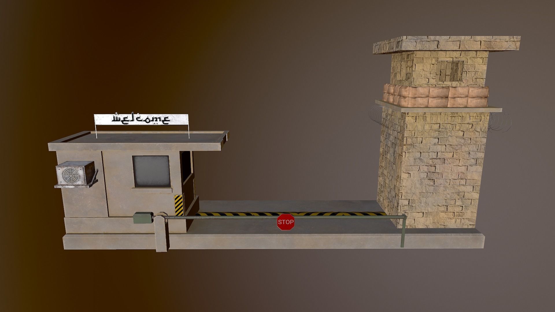 3D model Desert Security Guard Booth VR / AR / low-poly | CGTrader