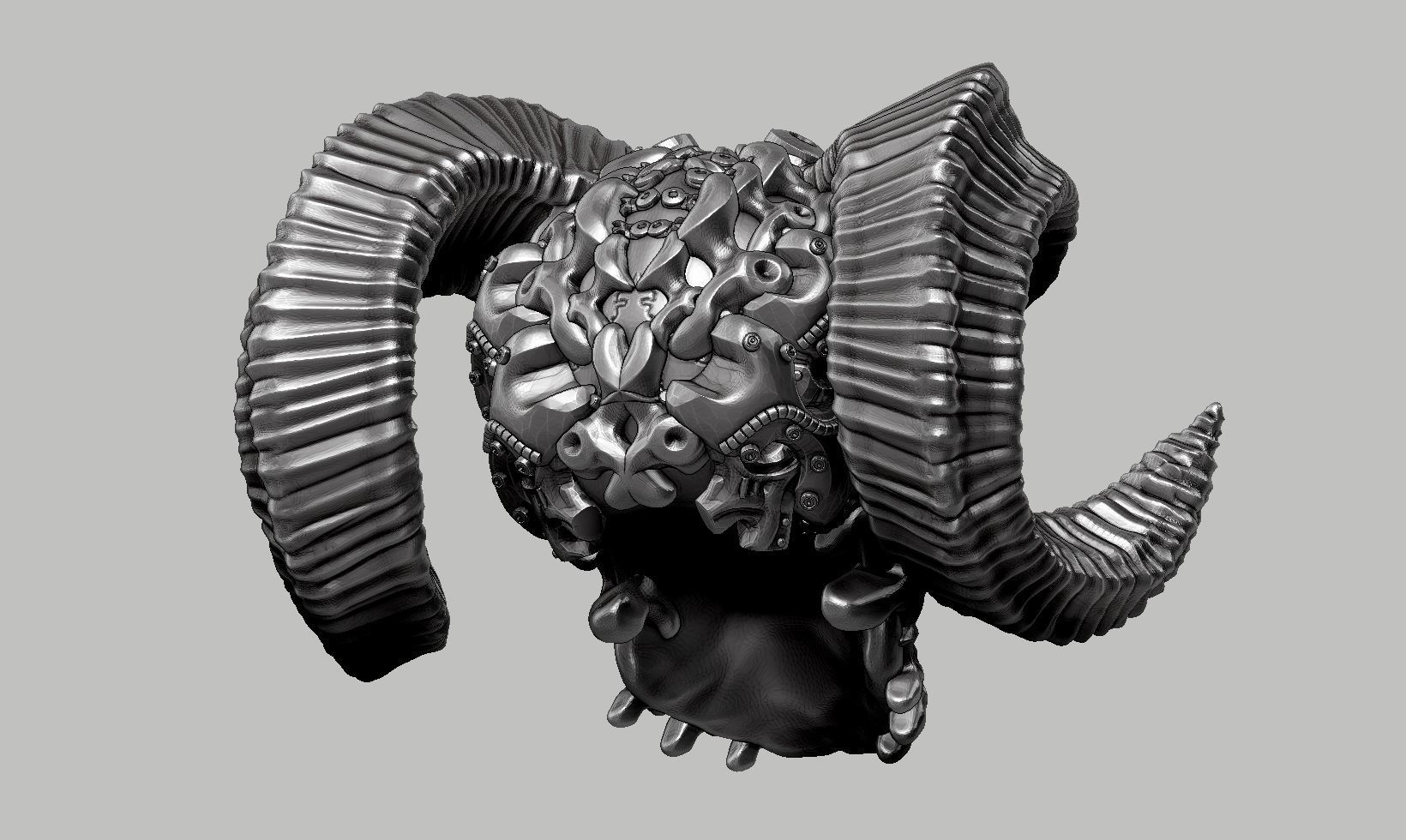 skull horn art design a09 3D model 3D printable | CGTrader