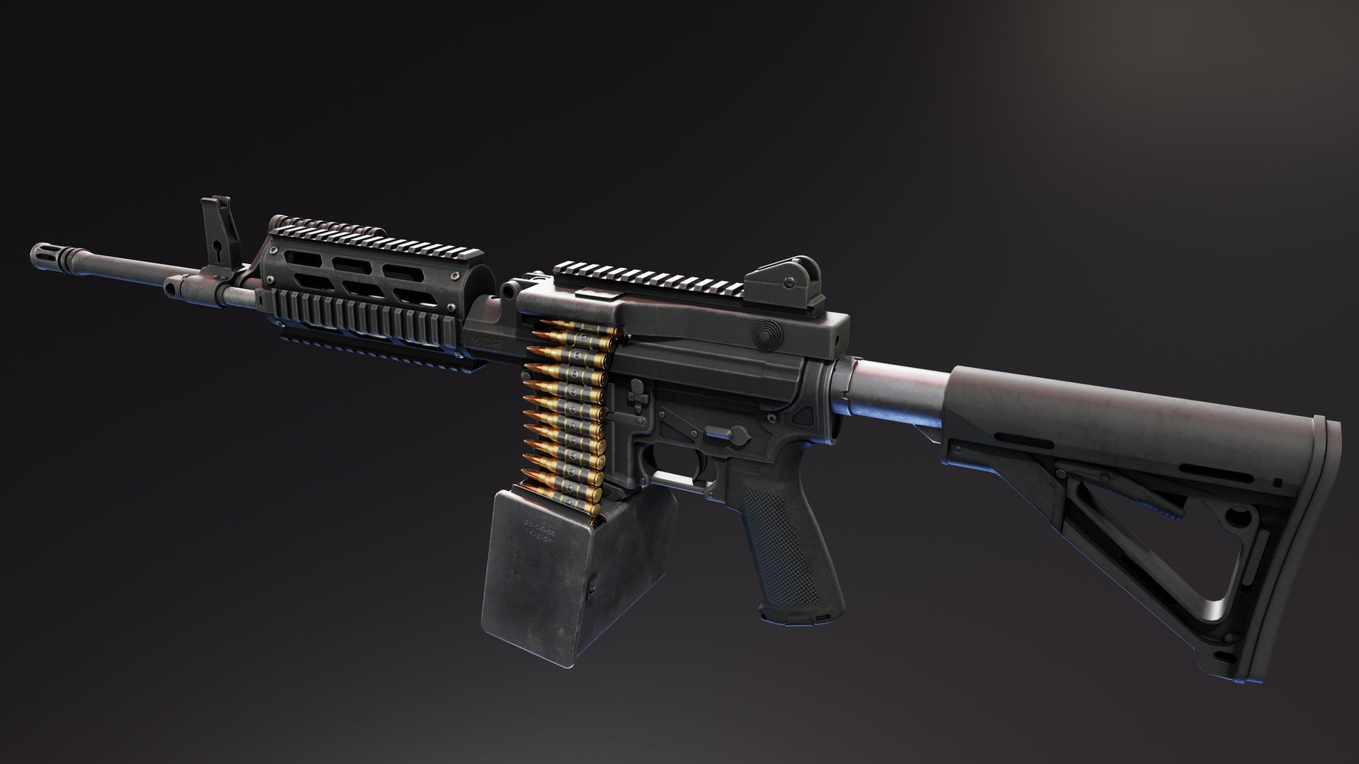 3D model FightLite MCR Beltfed AR15 VR / AR / low-poly | CGTrader